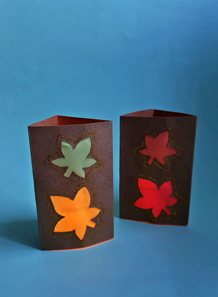 Fall Luminaries - DIY Paper Fall Leaf Lanterns * Moms and Crafters