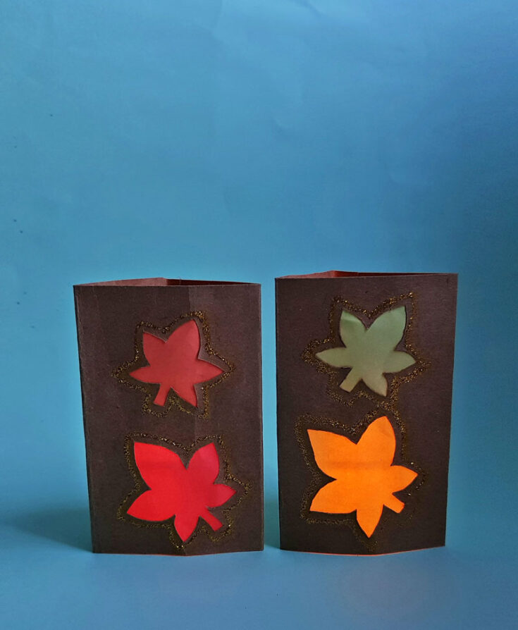 Fall Luminaries - DIY Paper Fall Leaf Lanterns * Moms and Crafters