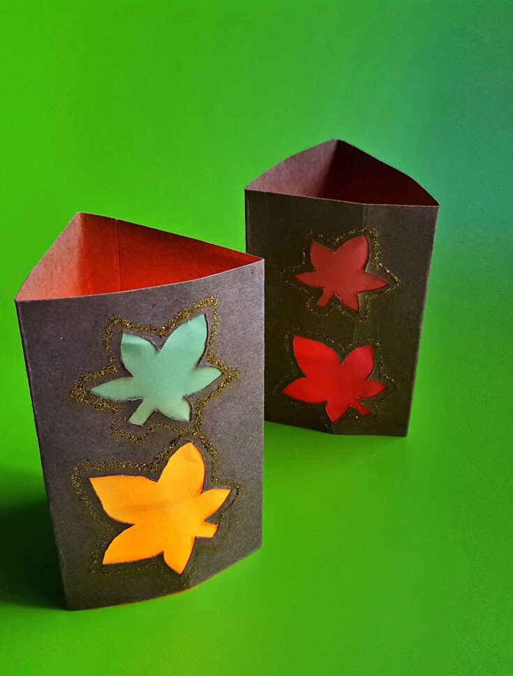 Fall Luminaries - DIY Paper Fall Leaf Lanterns * Moms and Crafters