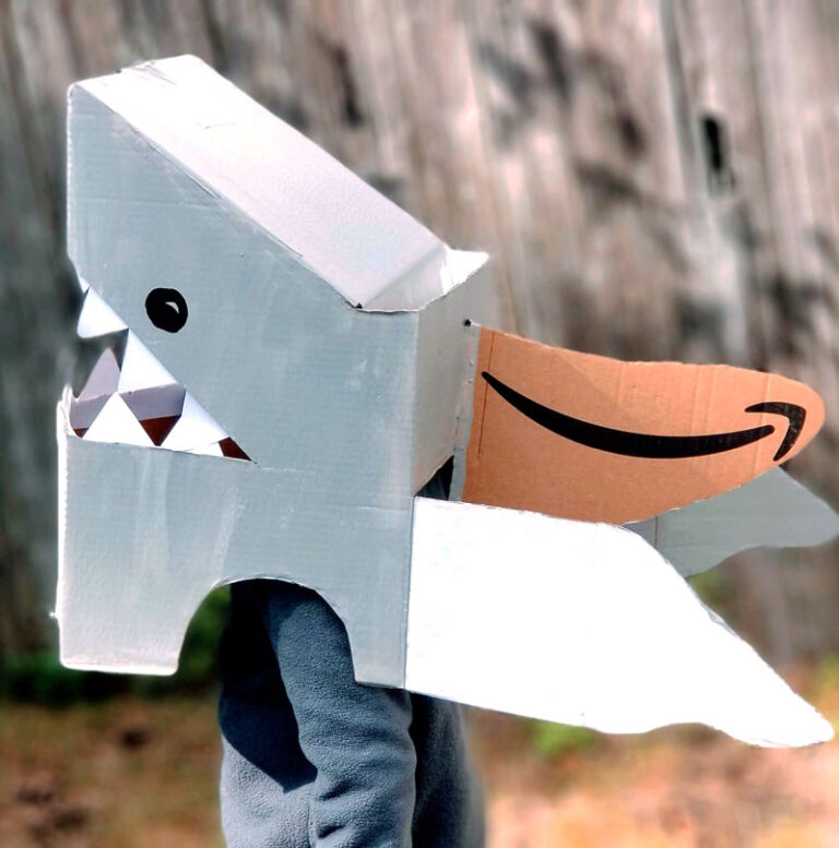 DIY Shark Costume - Upcycled Cardboard Box No-Sew Costume