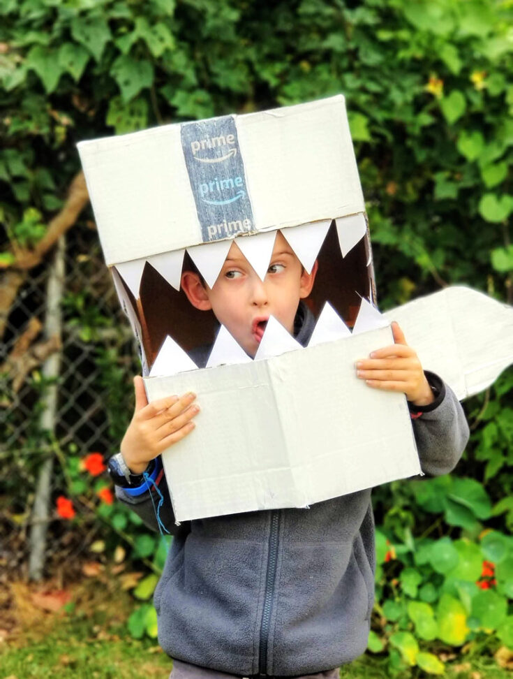DIY Shark Costume - Upcycled Cardboard Box No-Sew Costume