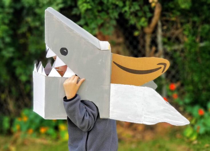 DIY Shark Costume - Upcycled Cardboard Box No-Sew Costume