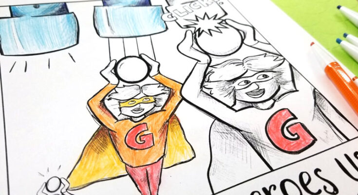 Science Coloring Page Poster for Kids - Magnetism and Gravity