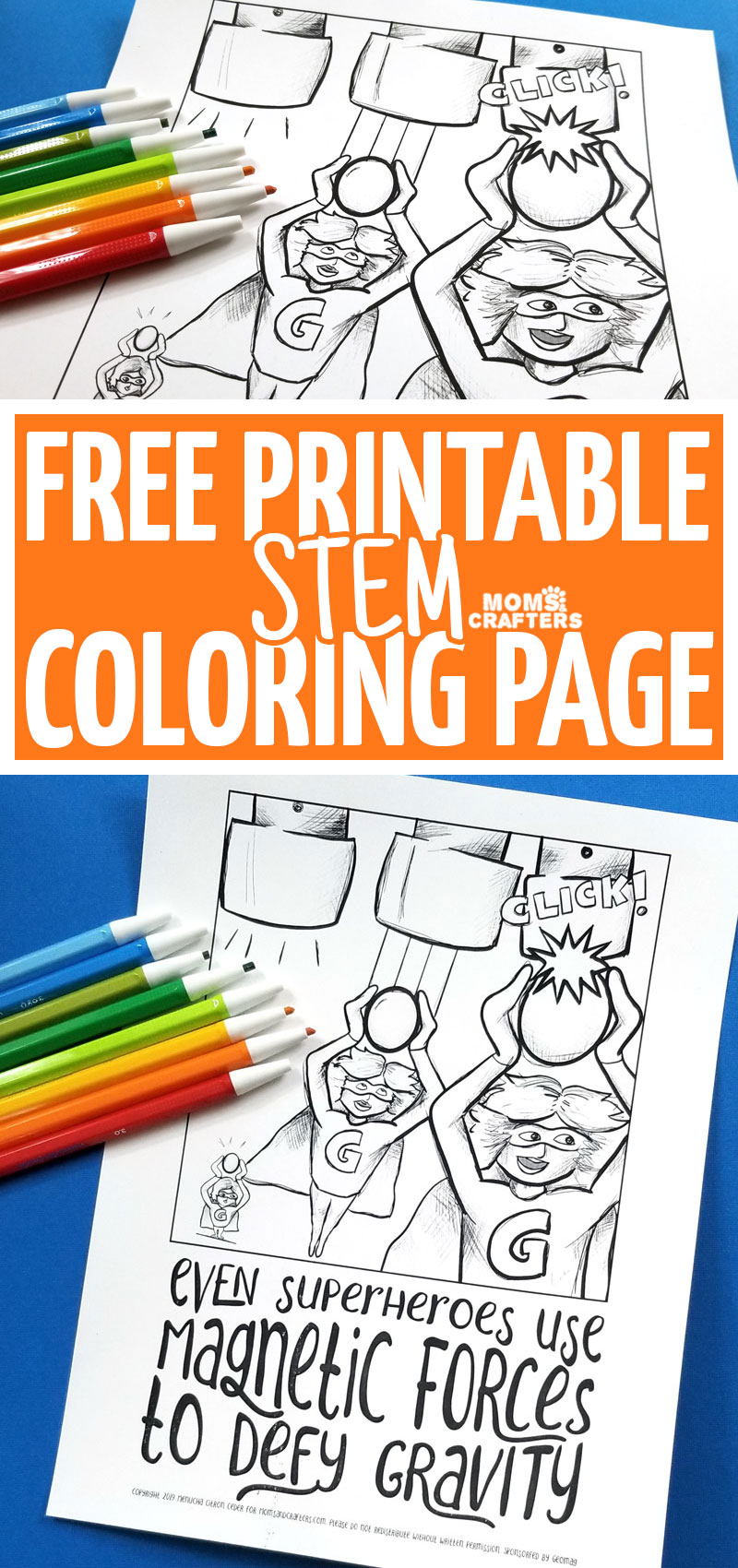 Science Coloring Page Poster for Kids - Magnetism and Gravity