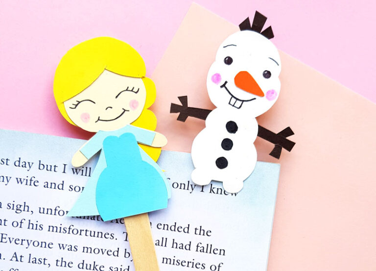 Frozen Paper Craft - Free Printable Template for Bookmarks or Puppets