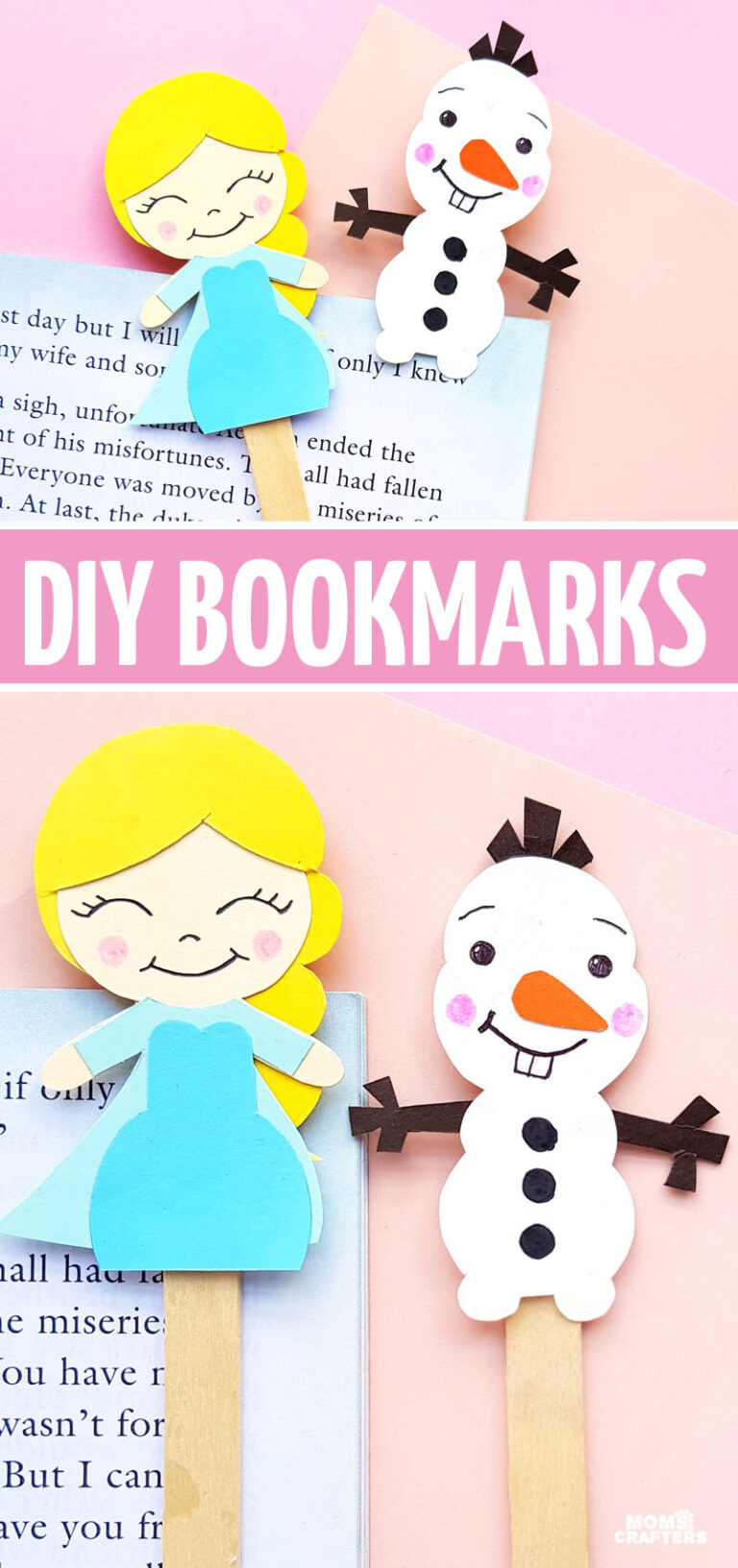 Frozen Paper Craft - Free Printable Template for Bookmarks or Puppets