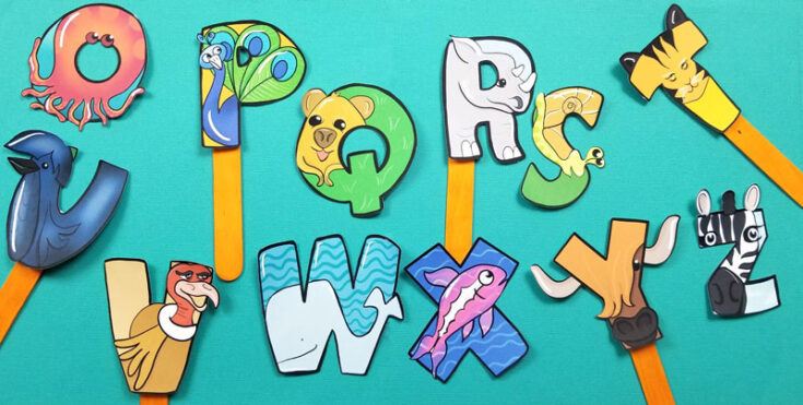 Print and Craft the Cutest Animal Alphabet Puppets! * Moms and Crafters