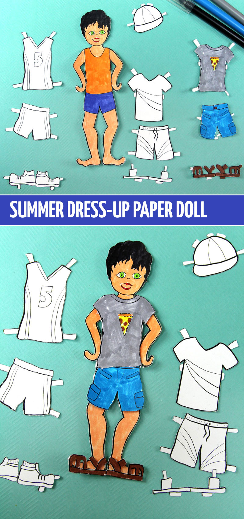 Summer Paper Craft: Color-in Dress Up Dolls * Moms and Crafters