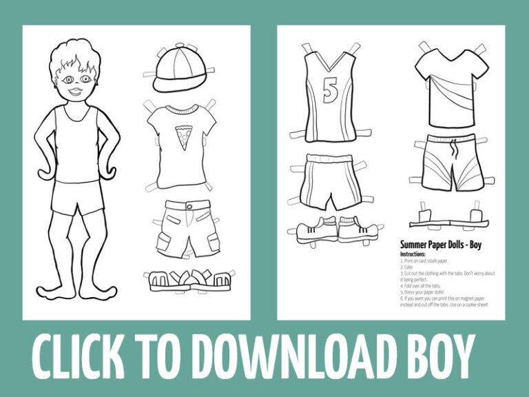 Summer Paper Craft: Color-in Dress Up Dolls * Moms and Crafters