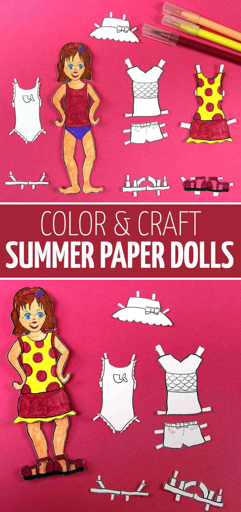 Summer Paper Craft: Color-in Dress Up Dolls * Moms and Crafters