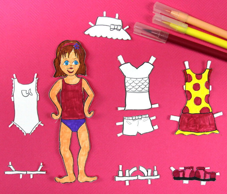 Summer Paper Craft: Color-in Dress Up Dolls * Moms and Crafters