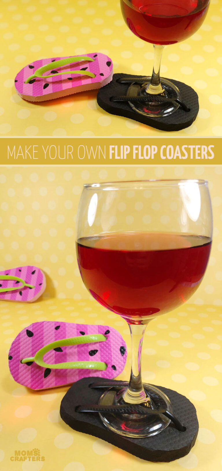 DIY Flip Flop Coasters for Stemware - Dollar Store Summer Craft