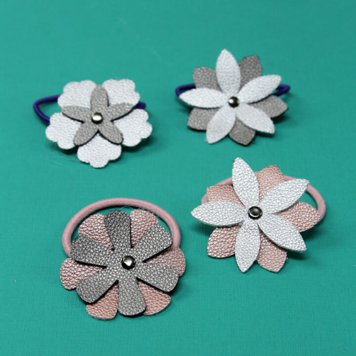 DIY Flower Hair Accessories - Faux Leather Cricut Hair Ties
