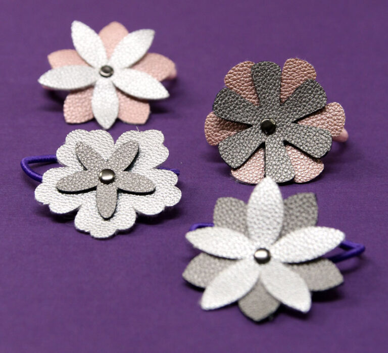 DIY Flower Hair Accessories - Faux Leather Cricut Hair Ties