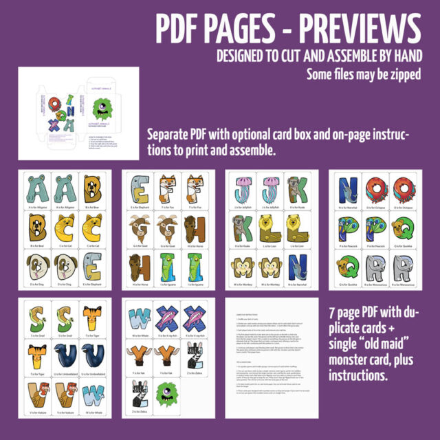 Alphabet Card Game - Printable Alphabet Animals * Moms and Crafters