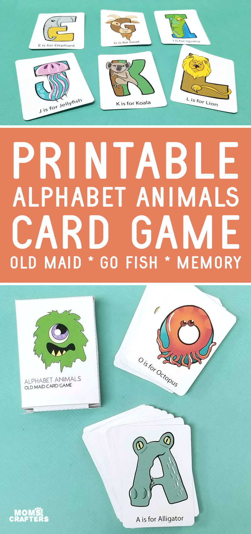 Alphabet Card Game - Printable Alphabet Animals * Moms and Crafters ...