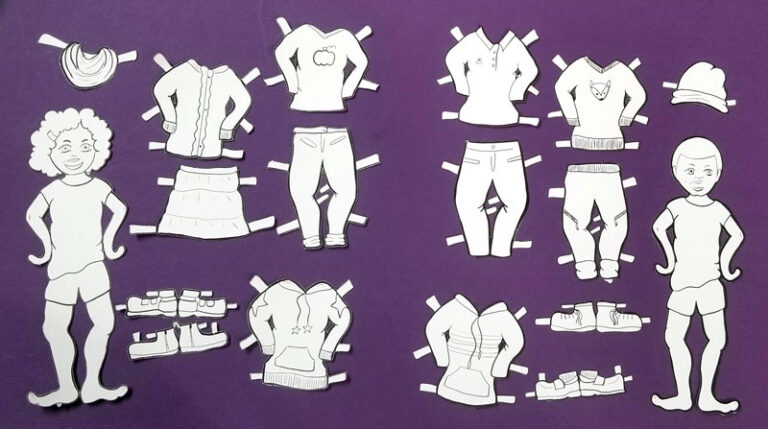 Fall Paper Dolls - Printable Coloring Craft * Moms and Crafters