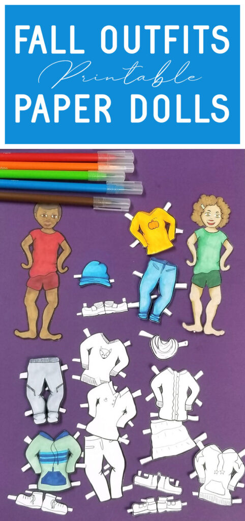 Fall Paper Dolls - Printable Coloring Craft * Moms and Crafters