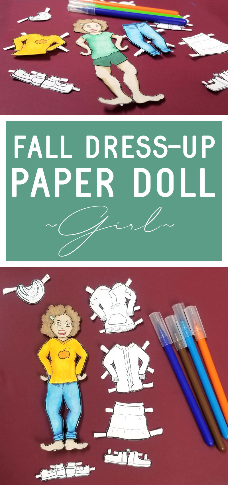 Fall Paper Dolls - Printable Coloring Craft * Moms and Crafters