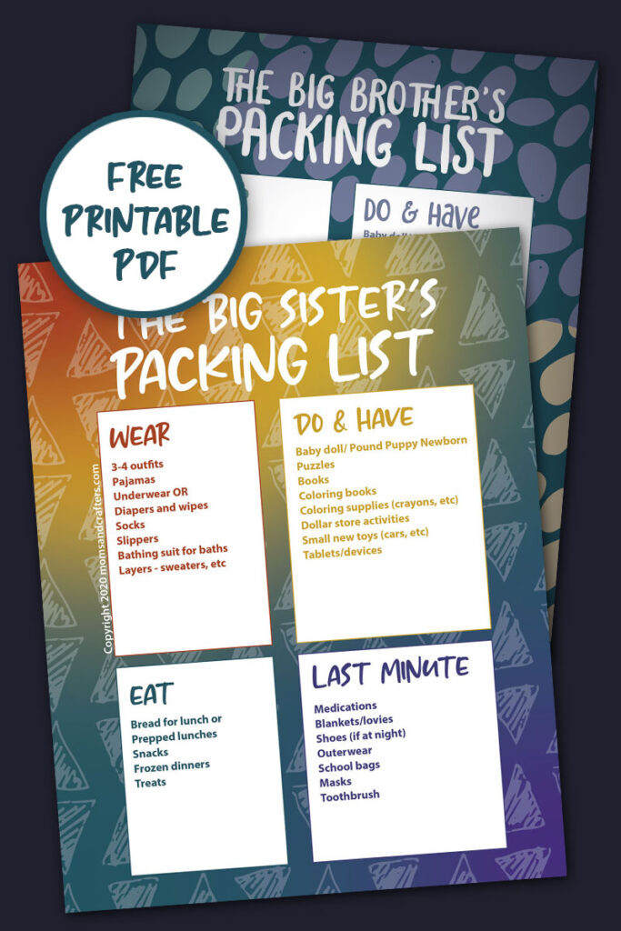 Big Sibling Packing List - What to Pack For Kids When Parents Go to the ...