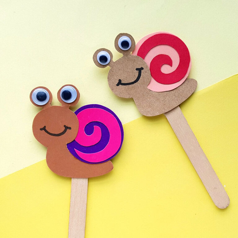 Paper Snail Puppet Craft - Free Template * Moms and Crafters