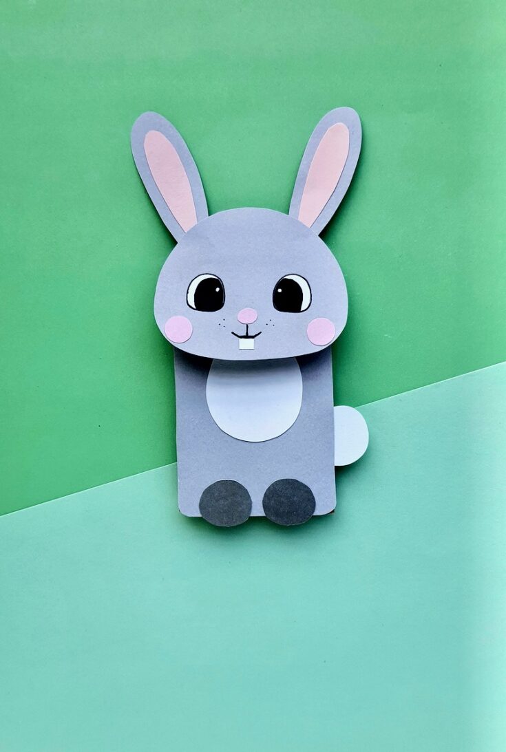 Paper Bag Bunny Puppet - Free Template * Moms and Crafters
