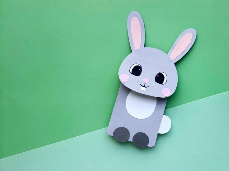 Paper Bag Bunny Puppet - Free Template * Moms and Crafters