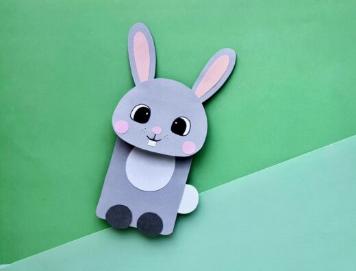 Paper Bag Bunny Puppet - Free Template * Moms and Crafters