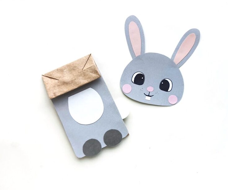 Paper Bag Bunny Puppet - Free Template * Moms and Crafters
