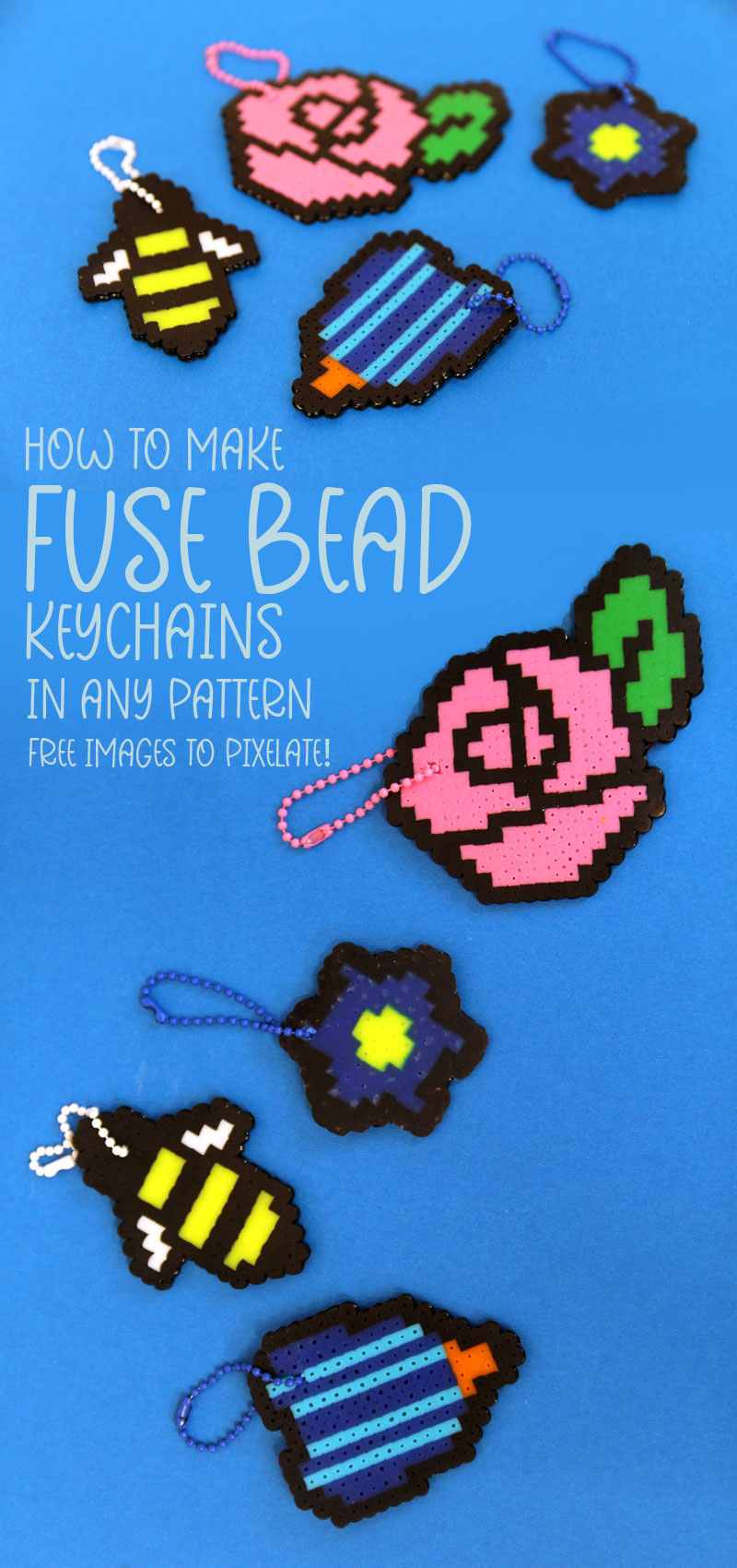 Fuse Bead Keychains - Bug and Flower Craft for Spring!