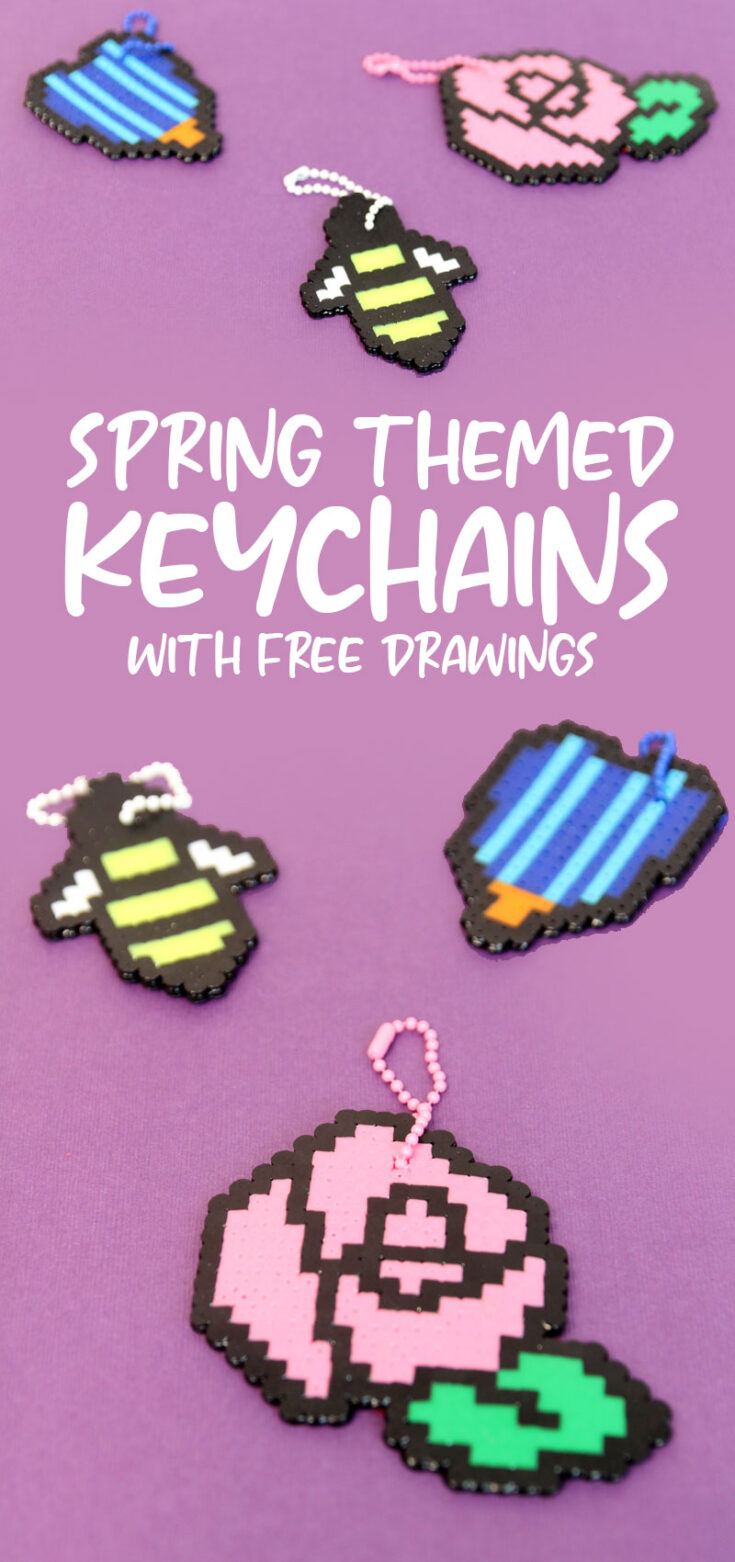 Fuse Bead Keychains - Bug and Flower Craft for Spring!