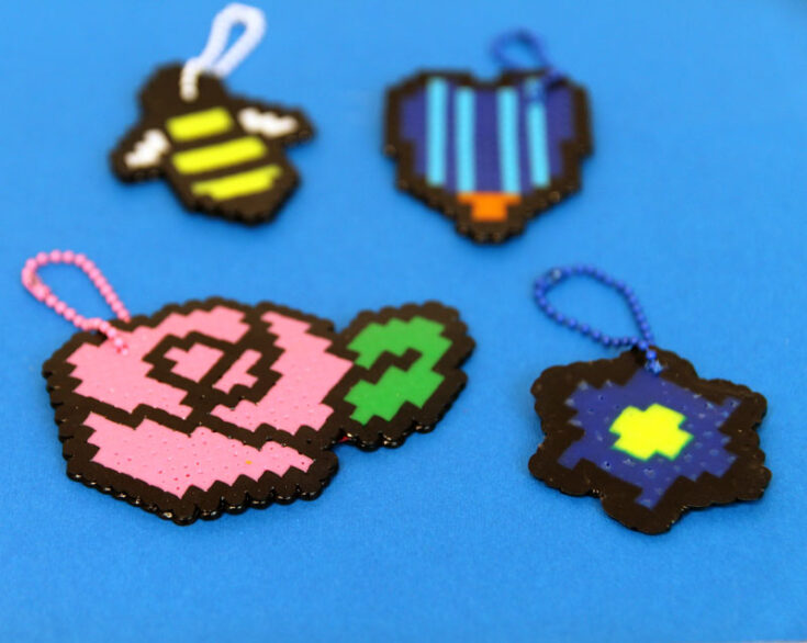 Fuse Bead Keychains - Bug and Flower Craft for Spring!
