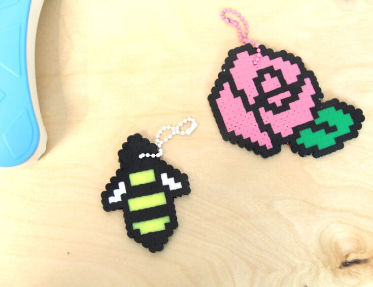 Fuse Bead Keychains - Bug and Flower Craft for Spring!