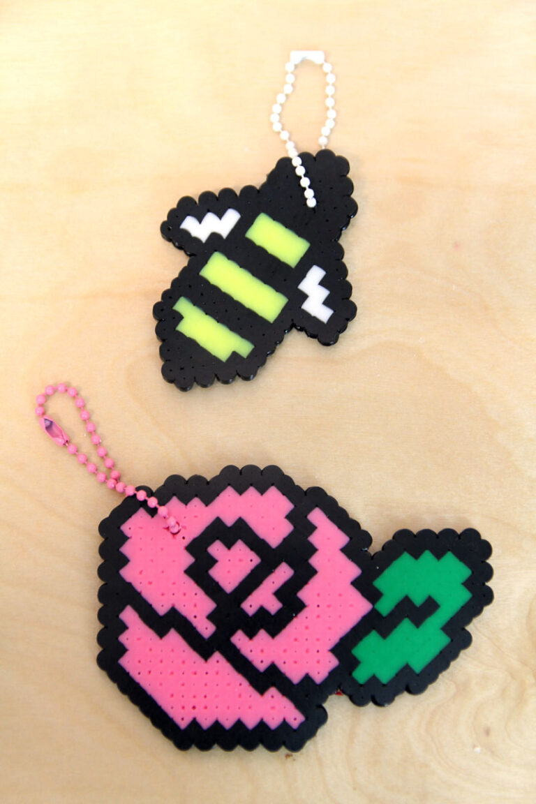 Fuse Bead Keychains - Bug and Flower Craft for Spring!
