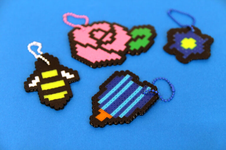 Fuse Bead Keychains - Bug and Flower Craft for Spring!