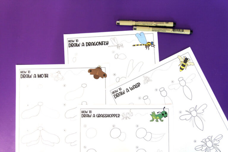How to Draw Insects - Easy Step by Step Printable * Moms and Crafters