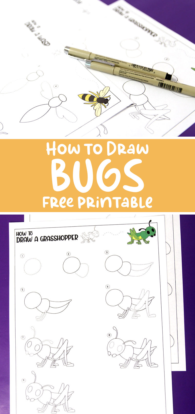 How to Draw Insects - Easy Step by Step Printable * Moms and Crafters