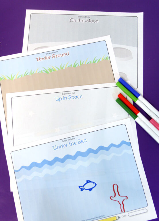 Kids Drawing Activity: Under In On * Moms and Crafters