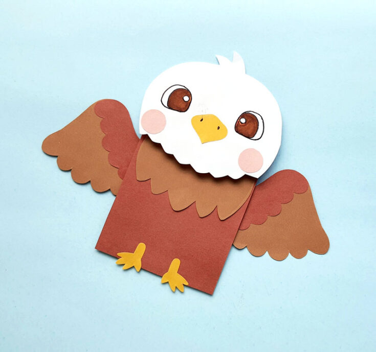 Bald Eagle Craft - Paper Bag Puppet Template * Moms and Crafters