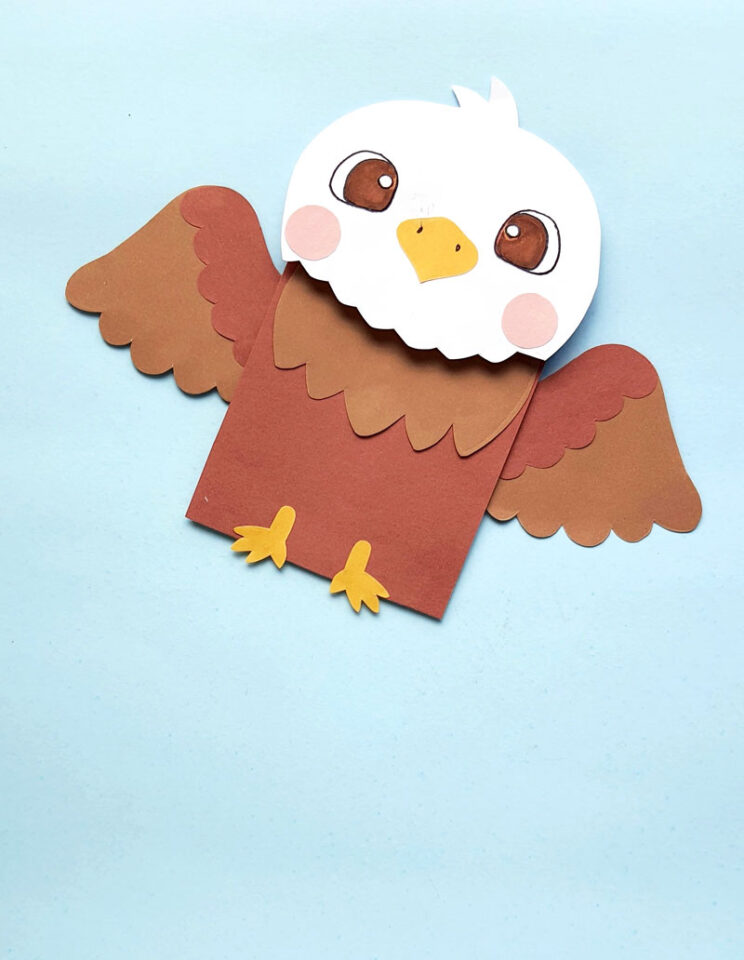 Bald Eagle Craft - Paper Bag Puppet Template * Moms and Crafters