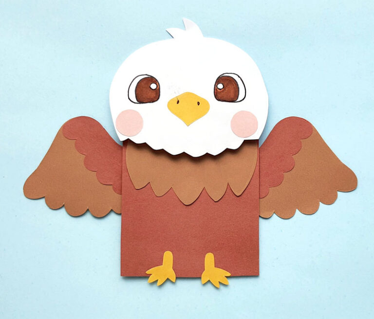 Bald Eagle Craft - Paper Bag Puppet Template * Moms and Crafters