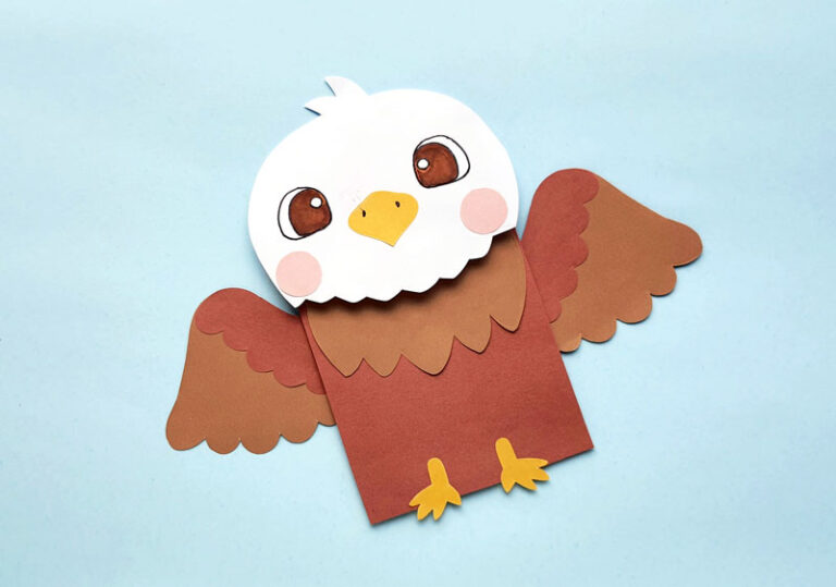 Bald Eagle Craft - Paper Bag Puppet Template * Moms and Crafters