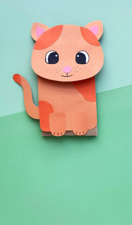 Cat Paper Bag Puppet with a free template!