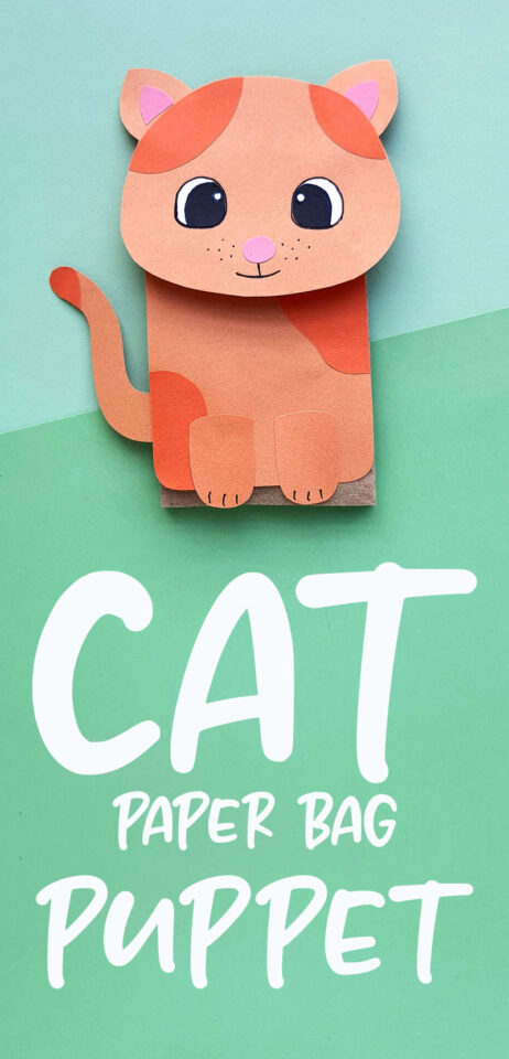 Cat Paper Bag Puppet with a free template!