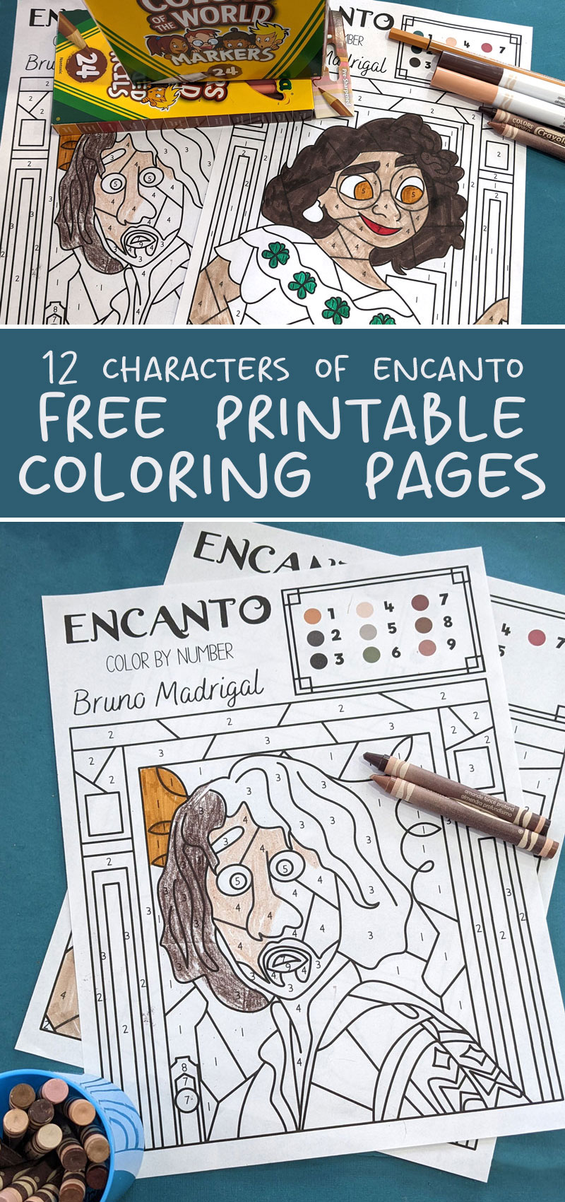 Free Encanto Coloring Sheets - Color by Number * Moms and Crafters