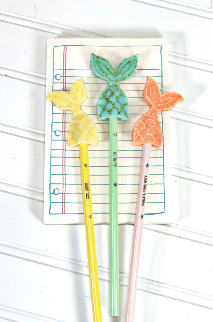 Mermaid Pencil Topper from Felt - Free Template