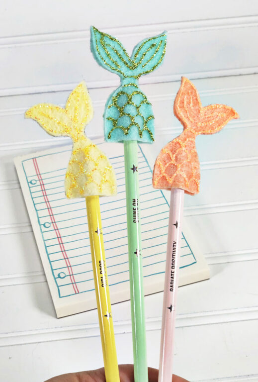 Mermaid Pencil Topper from Felt - Free Template
