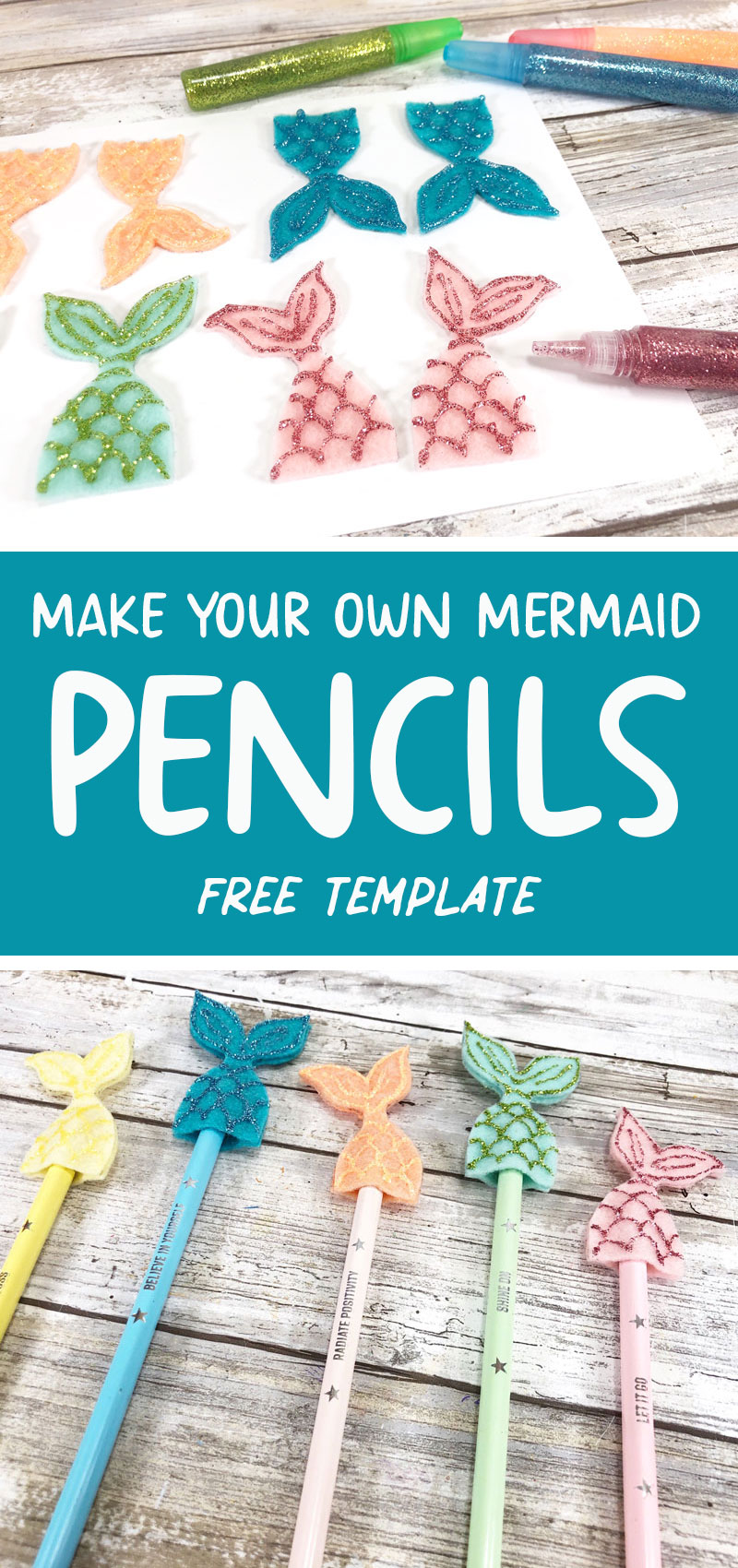 Mermaid Pencil Topper from Felt - Free Template