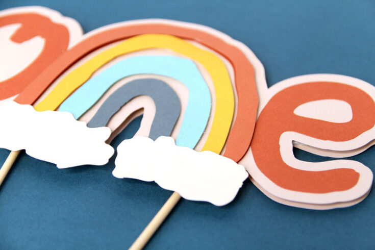 Rainbow Cake Topper for a First Birthday * Moms and Crafters