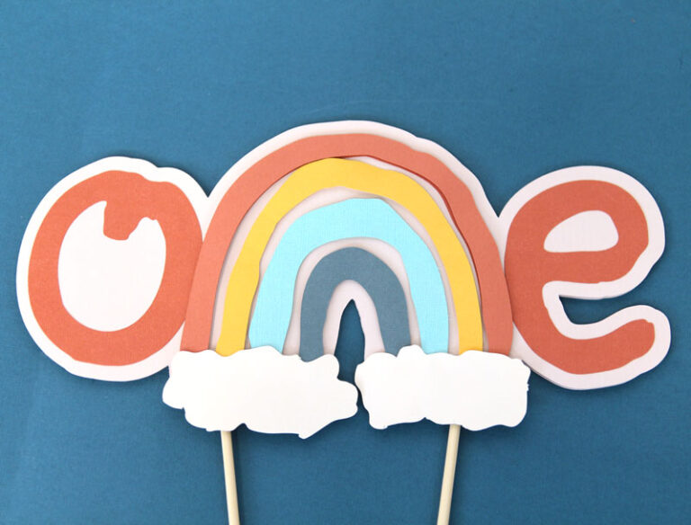 Rainbow Cake Topper for a First Birthday * Moms and Crafters